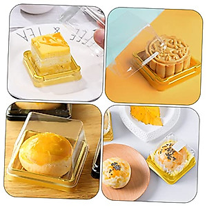 UPKOCH 150 Pcs Egg Yolk Crisp Packaging Box Dessert Containers Mini Cake Box Plastic Container with Lid Dome Cake Box Muffin Packaging Boxes Cake Boxes Dessert Plastic Trays Moon Cake Box