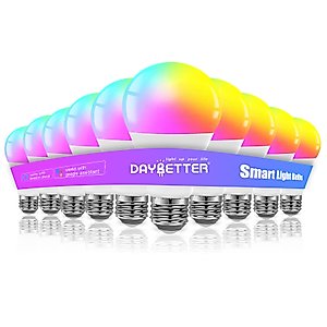 DAYBETTER Smart Light Bulbs, Alexa Light Bulbs, Smart Bulbs that Work with Alexa and Google Assistant, Color Changing Light Bulb, RGBCW WiFi & Bluetooth Dimmable LED Light Bulb, A19 E26 800LM, 10 Pack