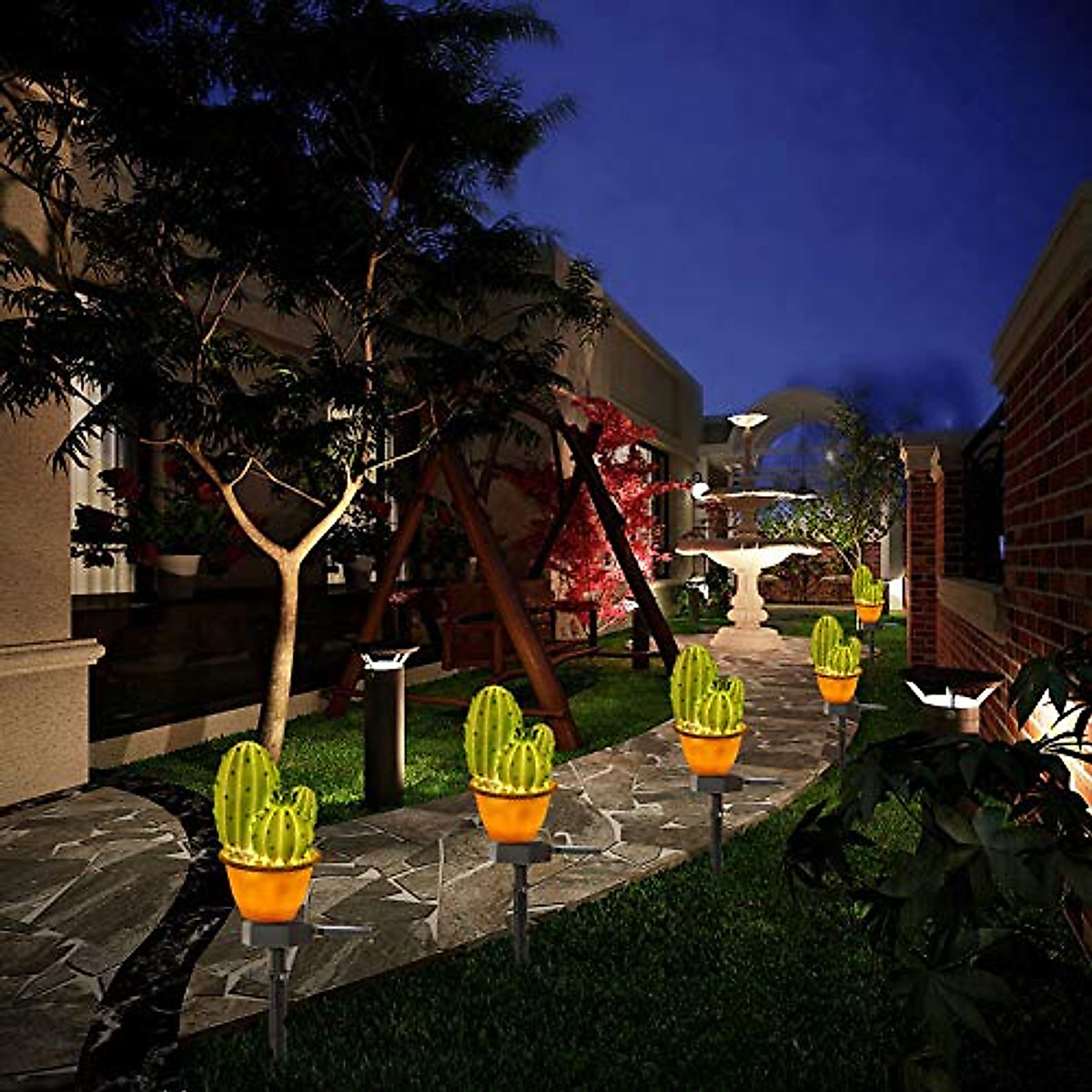 MOHALIKO Solar Lights Outdoor Garden, Simulation Pineapple Cactus Outdoor Garden Lawn LED Solar Lamp Landscape Light for Lawn, Walkway, Patio, Yard 3-Head Cactus