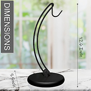 Signice Banana Holder Stand - Newest Patented Modern Banana Tree Hanger with Wood Base Stainless Steel Banana Rack for Home Kitchen Use,Doesn't Tip Over (Full Black)