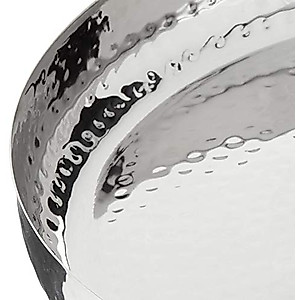Elegance Hammered Stainless Steel Round Tray, 13", Silver