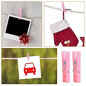 100 Piece Pink Plastic Photo Clips Small Laundry Clothespins Clips Decorative Craft Paper Clips for String Fairy Lights Picture Home Office Decor, 34 x 5 x 8.5 mm