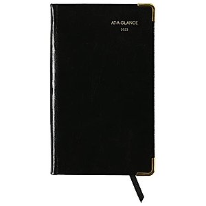 AT-A-GLANCE 2023 Weekly & Monthly Diary, Fine Diary, 3" x 5" Pocket Size, Flexible Cover, Faux Leather (70111105)