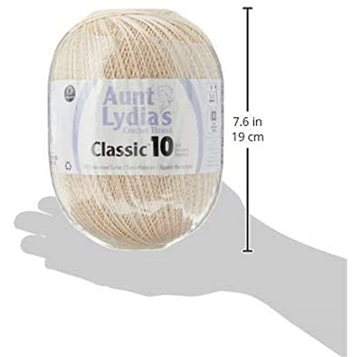 Aunt Lydia Crochet Cotton Jumbo White 1 Pack of Crochet - Cotton - Size 10-2730 Yards - Knitting/Crochet