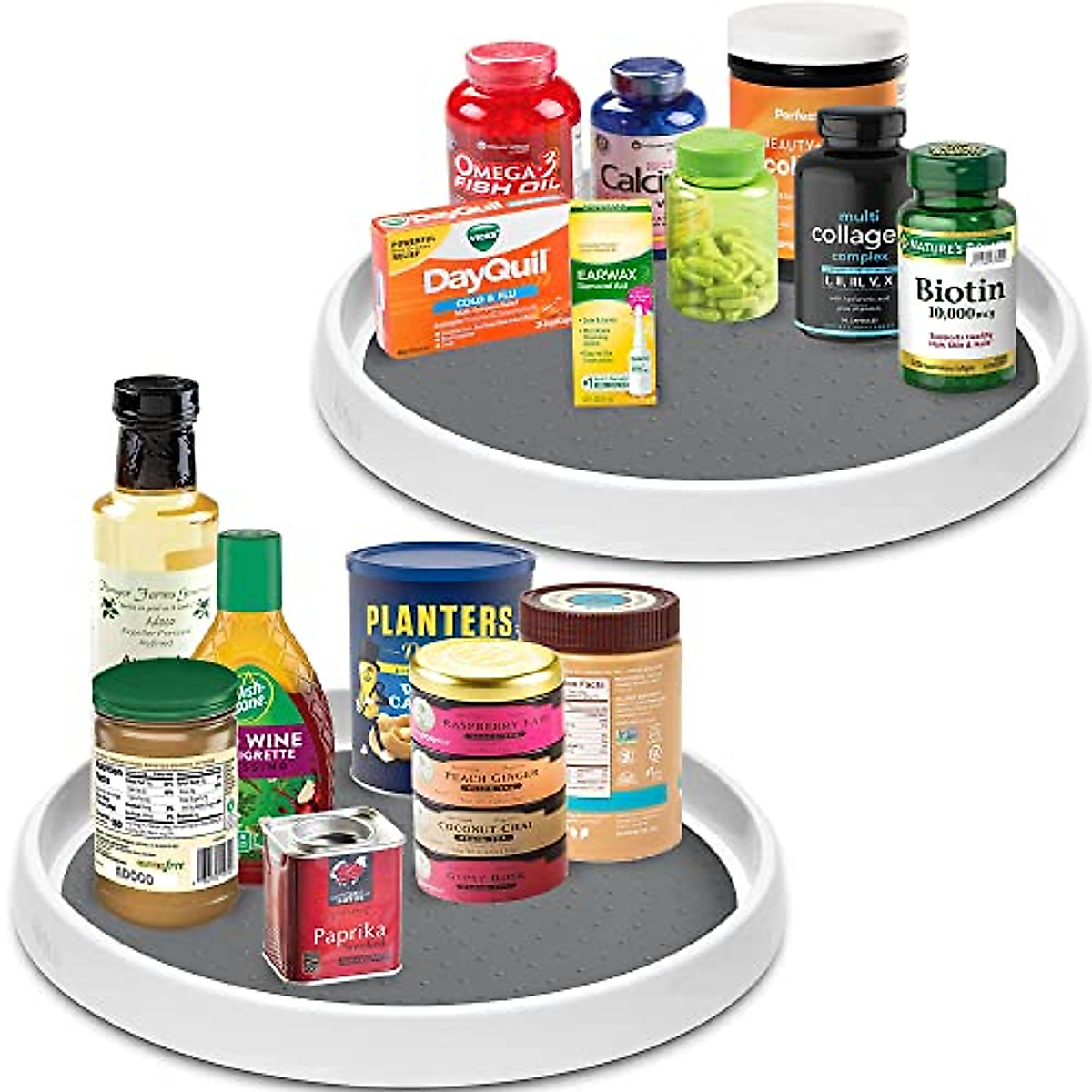 Adoco Lazy Susan Organizer, 12 inch Clear Lazy Susan Turntable Organizer for Cabinet - Kitchen Pantry Organization and Storage