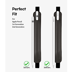 Goospery Pencil Holder Compatible with Apple Pencil Case(1st & 2nd Generation)Stylus Pen Sleeve PU Leather Accessories Elastic Band for All Tablets including iPad Pro 12.9 11 inch Air 4th - Dark Grey