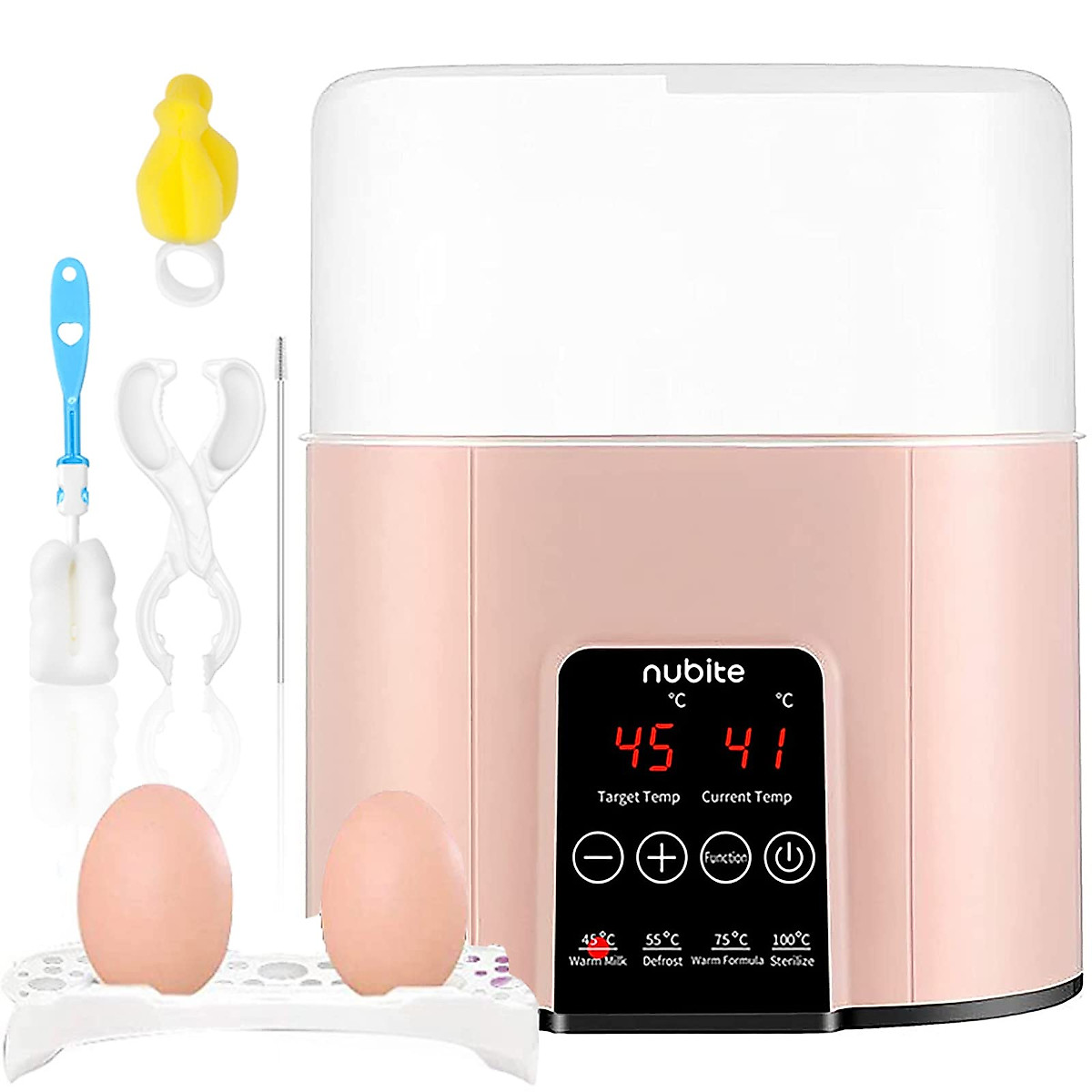 Baby Bottle Warmer, Fast Milk Warmer for Breastmilk Formula, Baby Food Steamer, Fits 2 Bottles, Accurate Temperature Control, with Defrost, Steam Water Boiler, Heat Baby Food Jars Function