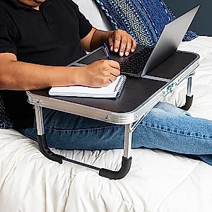 Mind Reader Woodland Collection, Portable Laptop Desk/Breakfast Table, Collapsible, Portable, Folding Table and Legs, 23.5" L x 16" W x 10" H, Black