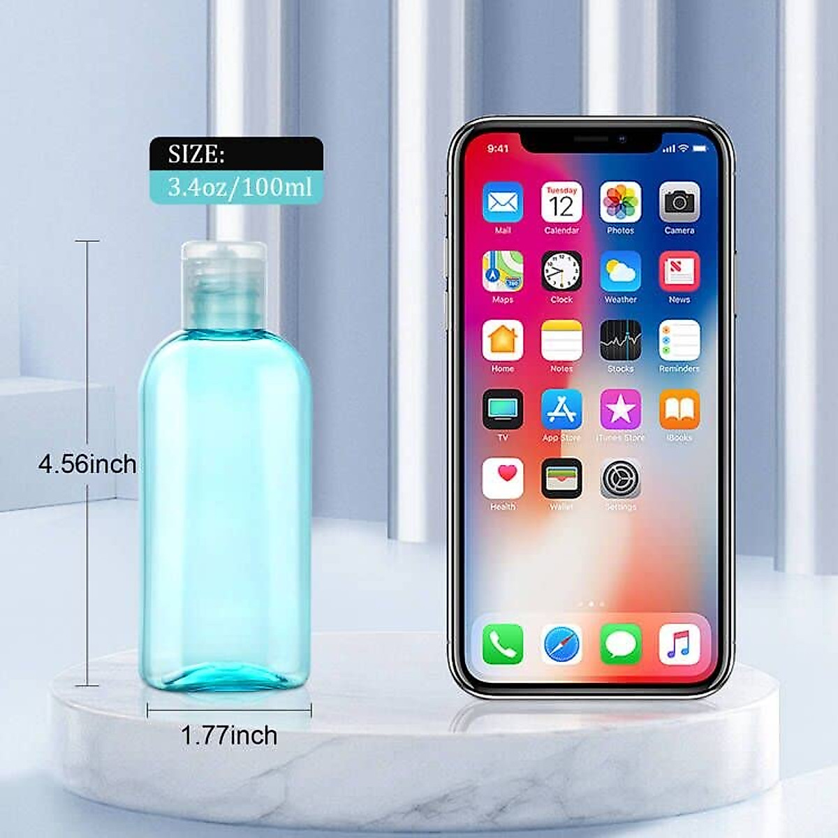 Kitchen GIMS Plastic Travel Bottles with Flip Cap 6 Pack 3.4oz/100ml Travel Shampoo Bottles Travel Size Containers for Shampoo, Conditioner & Lotion with Lables