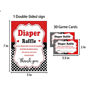 Diaper Raffle Baby Shower Game, 1 Standing Sign and 50 Tickets, Wave point Theme Gender Neutral For Boys or Girls, Bring A Pack of Diapers for Mom-To-Be, (033)