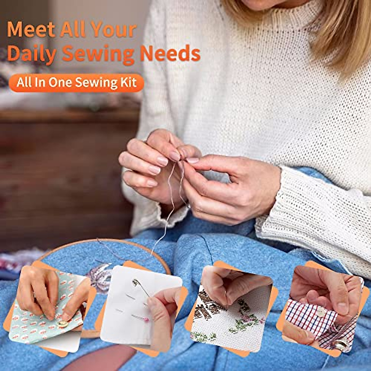 TALERLUV Needle and Thread Sewing Kit for Adults, Basic Hand Sewing Starter Set for Beginner, Travel, Small Fixes and Emergency Repairs, DIY Sewing Tools Supplies