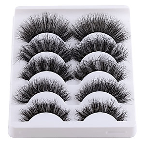 Eyelashes 8D Mink Lashes Pack Natural Look Fluffy False Siberian Mink Eyelashes Dramatic Thick Wispy Eye Lashes 5 Pairs