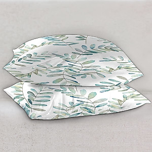 Envelope Closure Satin Pillowcase for Hair and Skin Silk Pillowcase Standard Size Watercolor Tropical Leaf Plant Pattern Pillow Cases Cooling Satin Pillow Covers