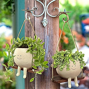Generic Swing Face Planter Pot, Hanging Planters for Indoor Plants, Face Planters Pots Head for Indoor, Outdoor, Swinging Plant Pot Decor, Succulent Planter, Resin Flower Pots, 1