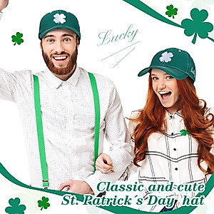 4 Pcs St. Patrick's Day Baseball Hat Shamrock Baseball Cap Irish Hat Clover Embroidered Hat Irish Gifts for Men Women (Green)