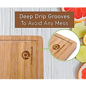Extra Large Organic Bamboo Cutting Board for Kitchen - Wood Butcher Block - Wood Cutting Board with Juice Groove - Kitchen Chopping Board for Meat, Cheese and Vegetables, 18 x 12” - Pristine Bamboo