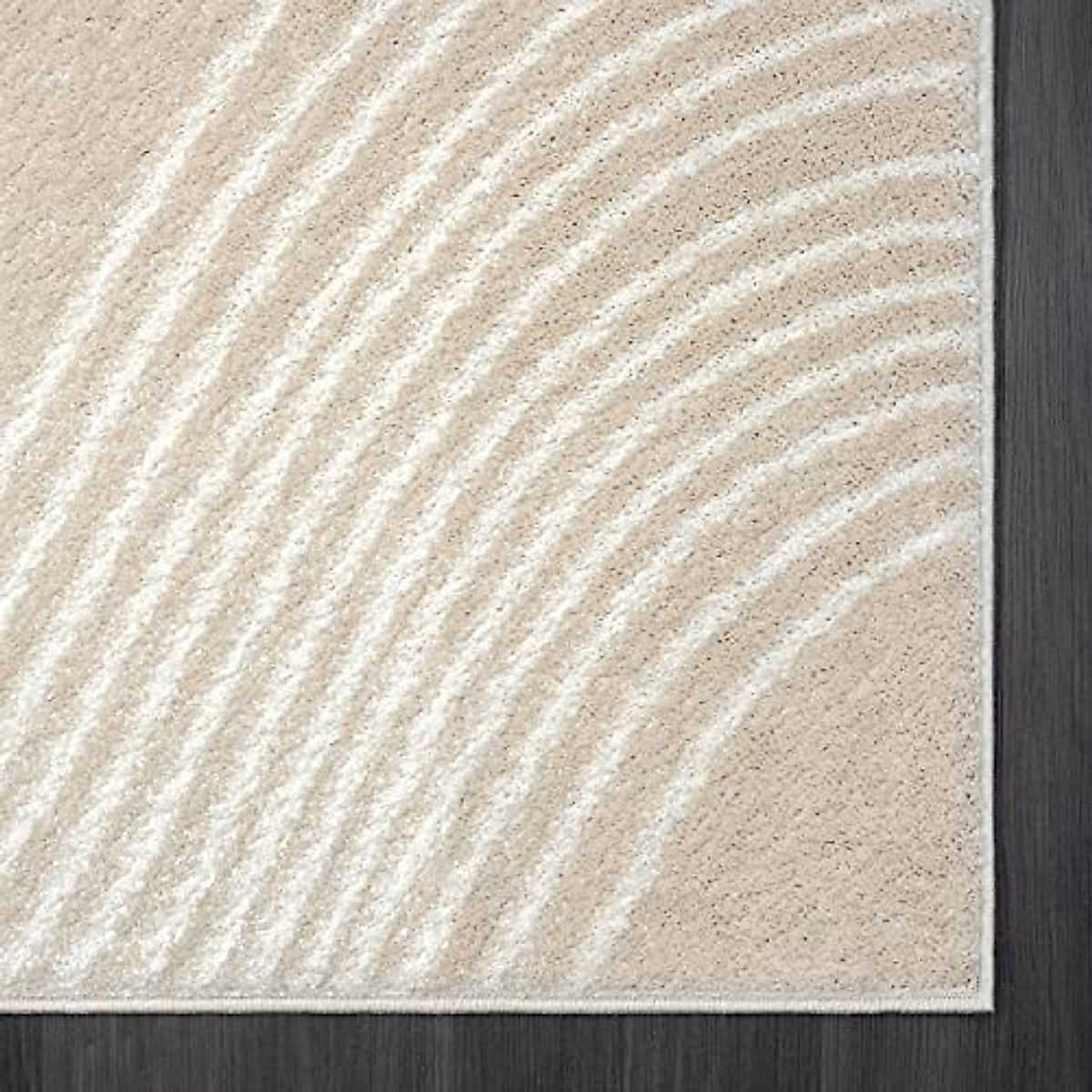 Abani Nuevo Collection Area Rug - Transitional Beige/Cream Design -5'3" x 7'6" - Easy to Clean - Durable for Kids & Pets - Non-Shedding - Medium Pile - Soft Feel - for Living Room, Bedroom