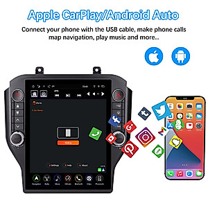 LINKSWELL GEN 4 “T” Style 12.1 inch Car Radio Replacement for Ford Mustang 2015 to 2020, GPS Navigation Android Head Unit Multimedia Player HDMI/Bluetooth/USB/AUX/Wi-Fi Mustang Car Stereo