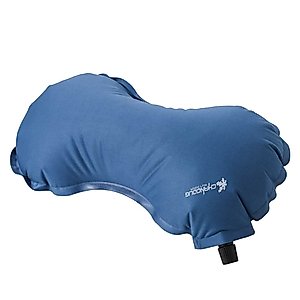 CHANODUG Portable Inflatable Lumbar Support Travel Pillow with Memory Foam Insert - Perfect for Lower Back Pain Relief, Comfort and Support While Flying, Driving, Camping (Blue)
