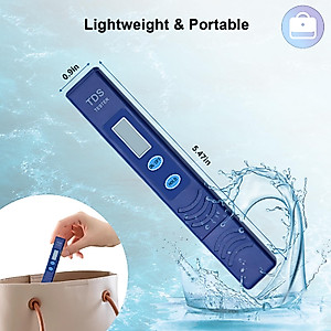 TDS Water Tester, Drinking Water Tester, 0-9990 PPM Meter Water Quality Tester, Portable Water Tester for Drinking Water, TDS Meter Digital Water Tester, 1 Pack, Deep Blue
