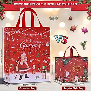 AhfuLife 4PCS Extra Large Christmas Gift Bags, 21.2'' x 16.1''x 6.3'', Jumbo Christmas Tote Bags with Handles, Reusable Non-woven Christmas Shopping Bags for New Year, Xmas's Party Supplies Decoration