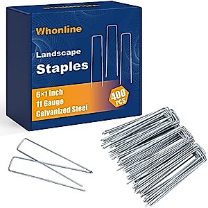 Whonline 400pcs 6 Inch Landscape Staples 11 Gauge, Galvanized Garden Ground Stakes Fabric Staples for Landscaping Fabric Weed Barrier Irrigation Tubing