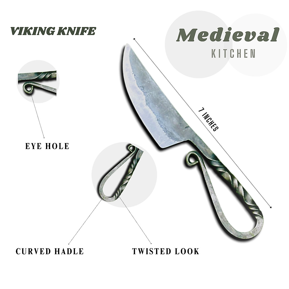 Hand Forged Medieval Eating Utensils Set with Leather Cover - 4 PCS Viking Cutlery Set Fork Spoon and Knife Set - Medieval Feasting Silverware and Flatware Set