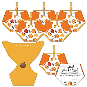 Big Dot of Happiness Fall Pumpkin - Halloween or Thanksgiving Baby Shower Conversation Starter - 2-in-1 Dirty Diaper Game - Set of 24