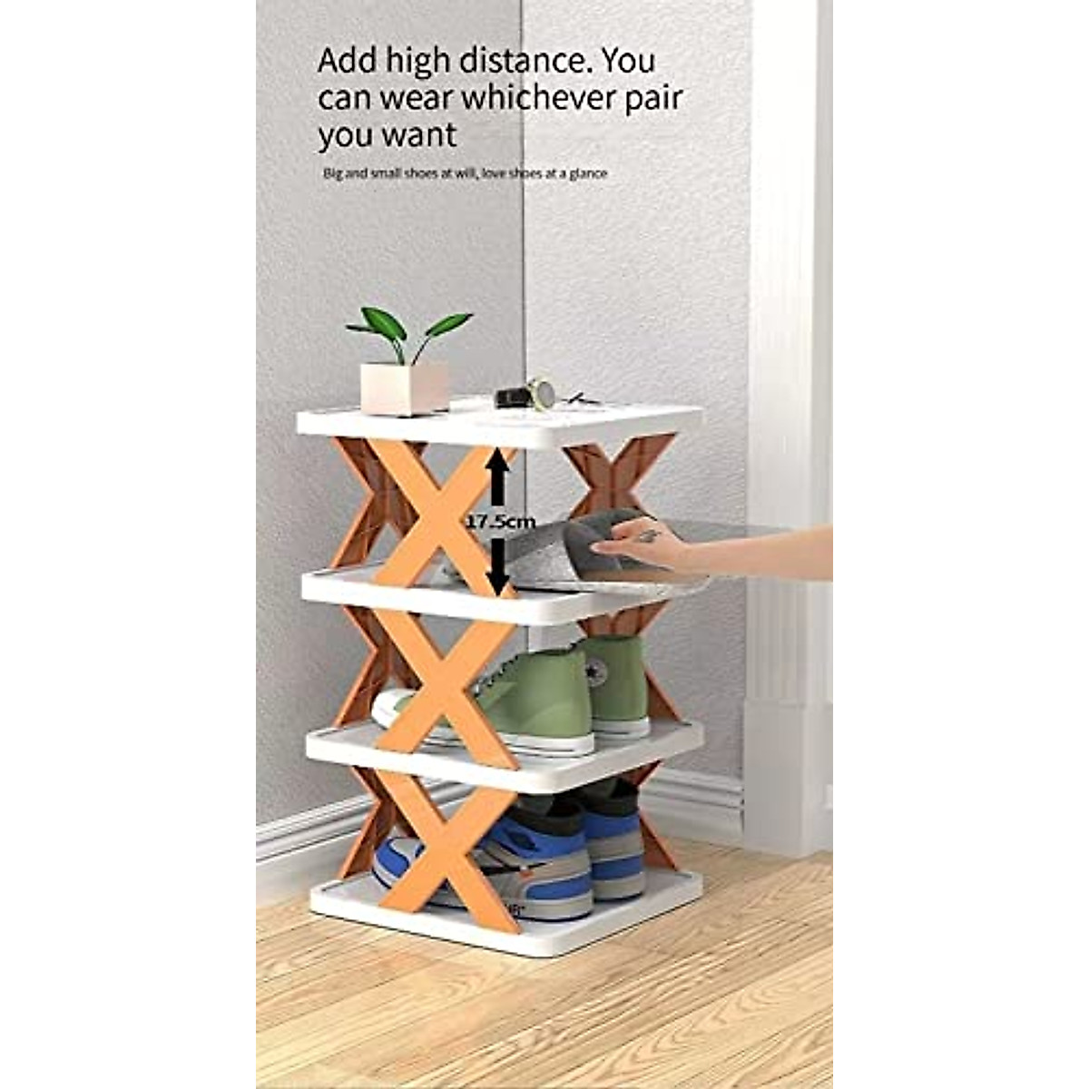 WUBY 6-Storey High Creative Folding X-Shaped Shoe Cabinet - Shoe Organizer & Storage Rack for Closet and Entryway, Free Standing Shoe Shelf Organizer (Blue)