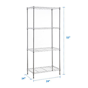 MZG Steel Heavy Duty 4-Tier Utility Shelving Unit Steel Organizer Wire Rack for Home,Kitchen,Office (24-in W x 14-in D x 53-in H)