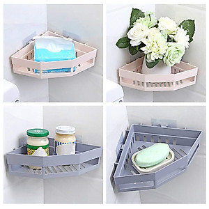 Bath Shelve, Adhesive Shelf Shower Caddy Bathroom Organizer, No Drilling Shower Basket Storage Racks,No Drill Wall Mounted Shower Caddy Basket plastic, Storage Rack for Bathroom/Kitchen (Grey)