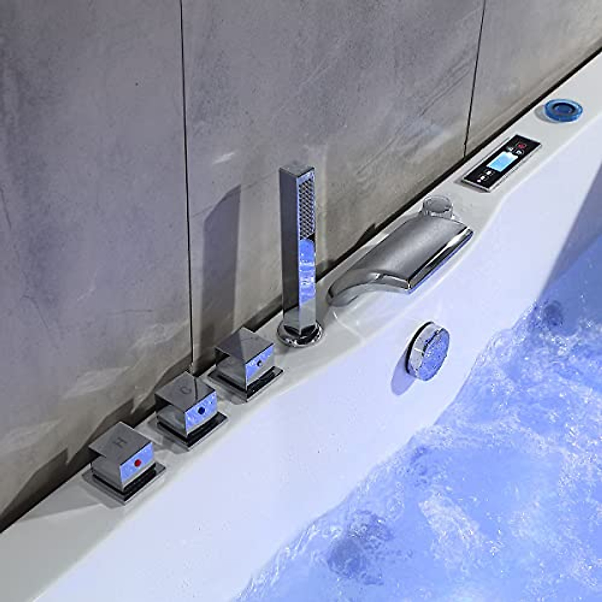 DECORAPORT 71 Inch 2 Person Air Bubble Infusion Whirlpool Bathtub with Control Panel,Air jets with Light, USB for Speaker (D-DK-Q411)