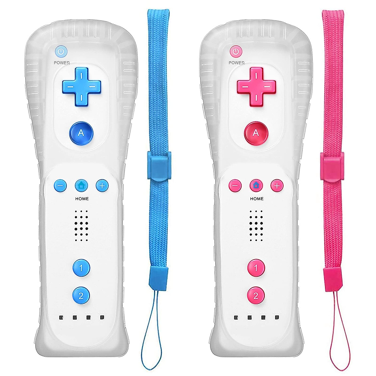 MOLICUI Wii Remote Controller, Wii Game Wireless Controller for Nintendo Wii/Wii U Console,2 Packs,(Blue White Back & Pink White Back)
