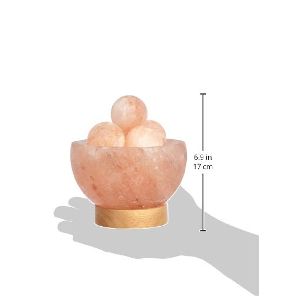 Amazon Basics Natural Himalayan Salt Lamp Bowl with Massage Balls, Wood Base with Dimmer Switch - Crystal Pink