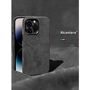 TYXDKJ Alcantara Case for iPhone 13 Pro,Handmade Fully-Wrapped Synthetic Suede Cover, Compatible with MagSafe Wireless Charging(Black)
