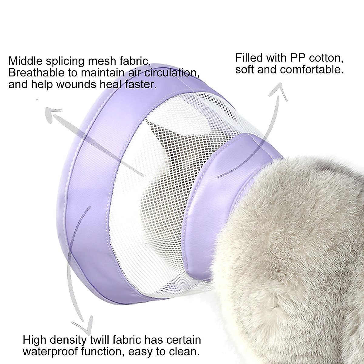 QIYADIN Soft Cat Cone, Adjustable Cat Recovery Collar After Surgery, Breathable E-Collar for Cats and Dogs, Pet Elizabethan Collar to Stop Licking and Scratching Wounds