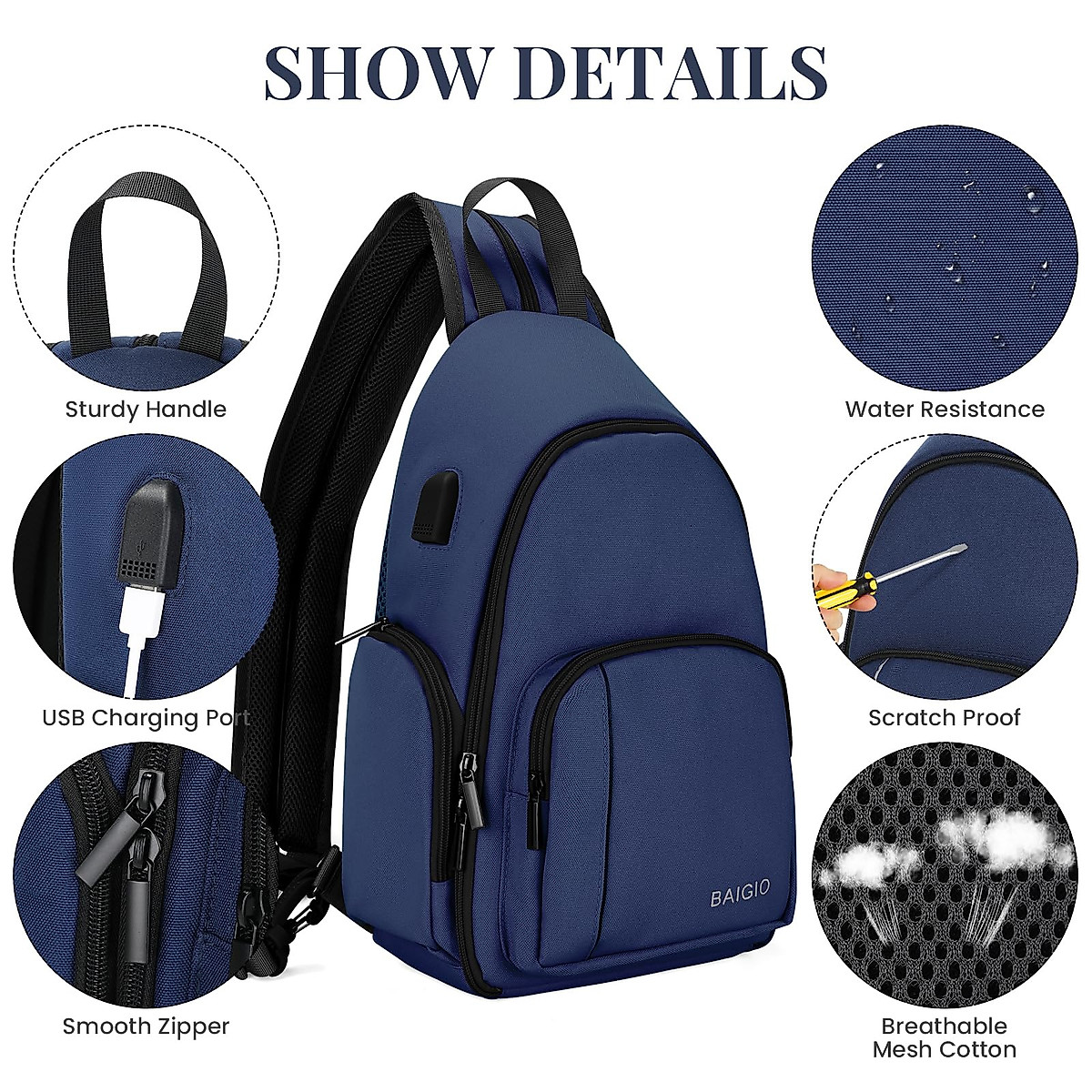 BAIGIO Camera Sling Bag Small Camera Backpack for Photographers,Water-resistant Camera Crossbody Bag Travel Caemra Backpack for DSLR SLR Mirrorless Camera