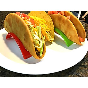 9pc Colorful Stackable ALAZCO Taco Holder Stand Server - For Soft & Hard Shell Taco - Backyard Party Picnic Fiesta (3 Red, 3 Green, 3 Yellow) BPA Free