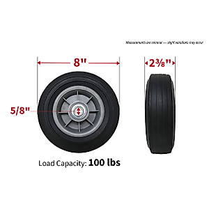 Shepherd Hardware 9600 8-Inch Hand Truck Replacement Wheel, Solid Rubber, 2-1/2-Inch Ribbed Tread, 5/8-Inch Bore Offset Axle