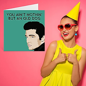 Stuff4 Funny Birthday Cards for Women Men - Ain't Nothin' But An Old Dog - Happy Birthday Card for Mom Dad Papa Pops Grandpa Nanny Grandma Aunt Uncle, 5.7 x 5.7 Inch Joke Humor Bday Greeting Cards