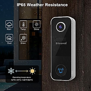 Wireless Doorbell Camera,2K Smart Video Doorbell,Door Bell Cameras Wireless with Chime,Wifi Doorbell,3:4 Aspect Ratio,2-Way Audio,Anti-Theft Alarm,PIR Detect,Alexa,Battery Doorbells for Home Security