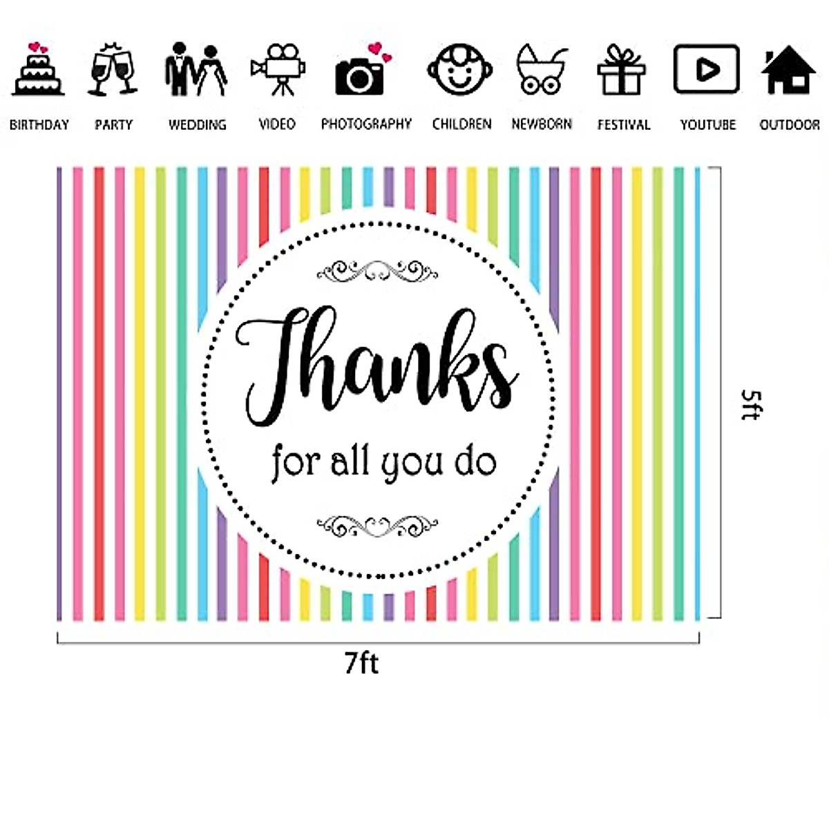 Lofaris Thanks for All You Do Photography Backdrop Teachers Nurses Doctors Staff Employee We Truly Appreciate You Background Happy Retirement Party Decor Photo Studio Props Cake Table Supplies 7x5ft
