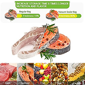 Vacuum Sealer Bags, 7 Rolls Food Storage Bags Rolls with 1 Marker & 80 Labels, BPA Free Commercial Grade Food Seal Bag for Microwave, Sous Vide, Freezer Food Storage - 6 Inch | 8 Inch | 10 Inch | 11 Inch Width (10 Feet Length)