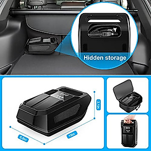 Tire Inflator Portable Air Compressor 12V DC Car Air Pump with Digital Display, LED Light, Auto Shut Off Function, Set of Nozzle Adaptors for Car, Motorcycle, Bicycle, Ball (Black)