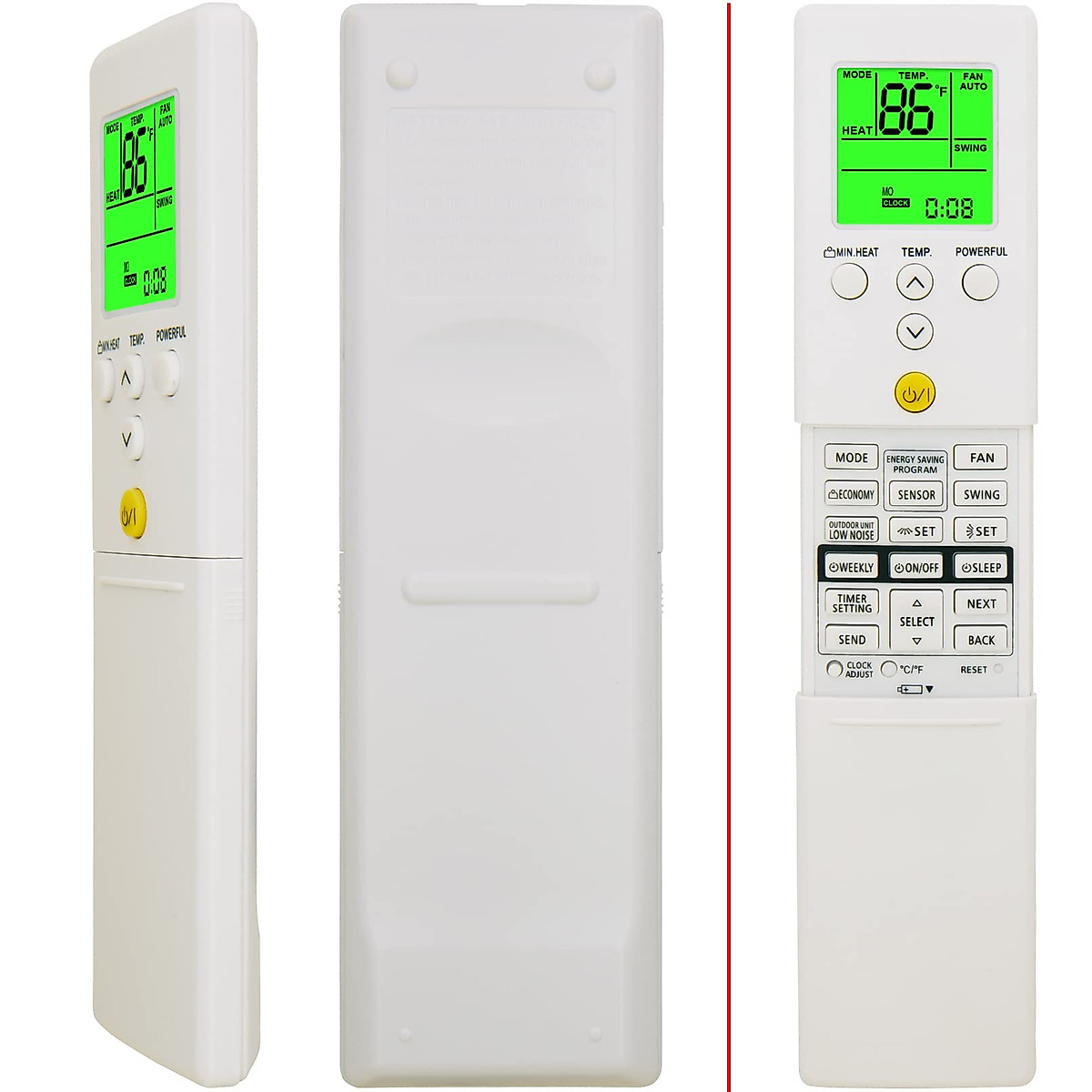 RCECAOSHAN Replacement for Fujitsu Air Conditioner Remote Control AR-REF1U ARREF1U ASU9RLS3 ASU12RLS3 ASU15RLS3 Display in Both Fahrenheit and Celsius