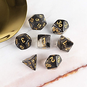 2 Sets DND Dice Set Black White D&D Dice Smoke Clear Resin Polyhedral Crystal D20 Dice for Dungeons and Dragons RPG Tabletop Game Accessories