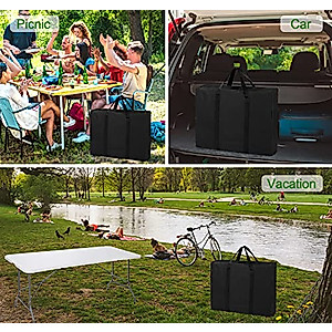 SIRUITON Folding Table Storage Bag, Portable Carry Bag for Folding Picnic Tables with Reinforcing Plate & Shoulder Strap, 600D Heavy Duty Extra Large Moving Bags with Zippers（Bag only）