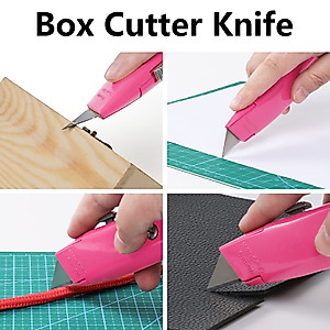 DIYSELF 2Pack Utility Knife Box Cutter Retractable and 100Pack Box Cutter Blades
