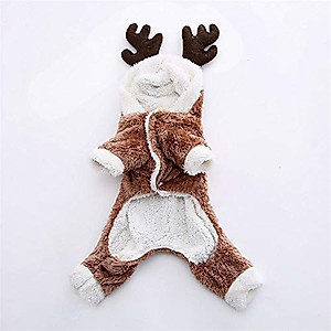 SYLALE Santa Elk Dog Costume Christmas Pet Hoodie Coat Clothes Dog Pet Clothing Winter Autumn Fit for Puppy Dog Teddy Chihuahua Yorkshire Poodle Maltese Puppy Pug
