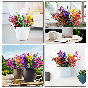 AOUCKSX Artificial Lavender Flowers 6 Bundles Outdoor UV Resistant Faux Plastic Plants Artificial Greenery Lavender for Home Garden Wedding Indoor Porch Box Table Centerpiece Decorations